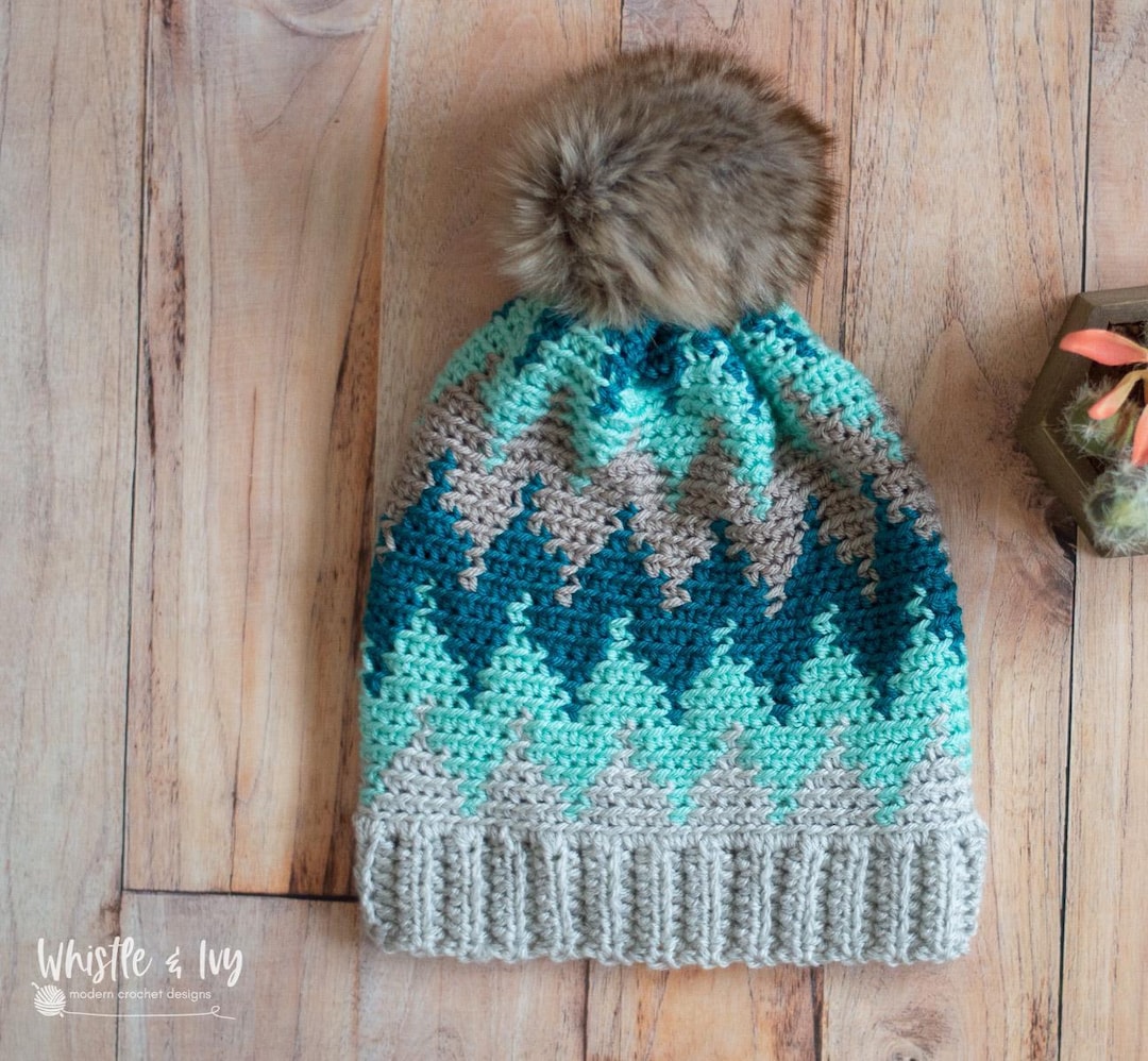 CROCHET PATTERN: Crochet Chevron Hat - Pattern PDF Download - Modern ...