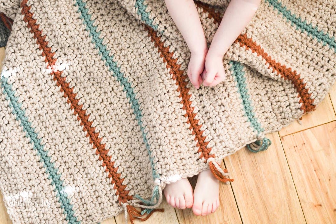 CROCHET PATTERN Sandy Stripes Chunky Crochet Blanket [PDF Digital ...