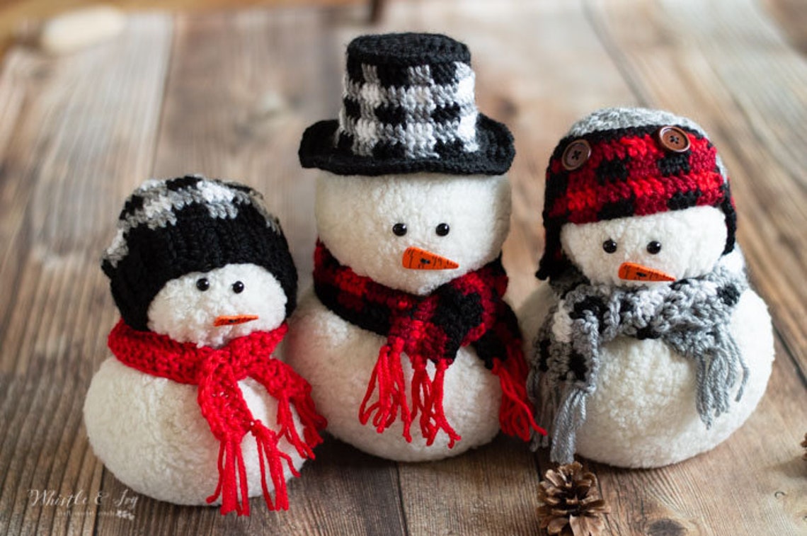 CROCHET PATTERN: Sheepskin and Crochet Snowmen Family - Etsy