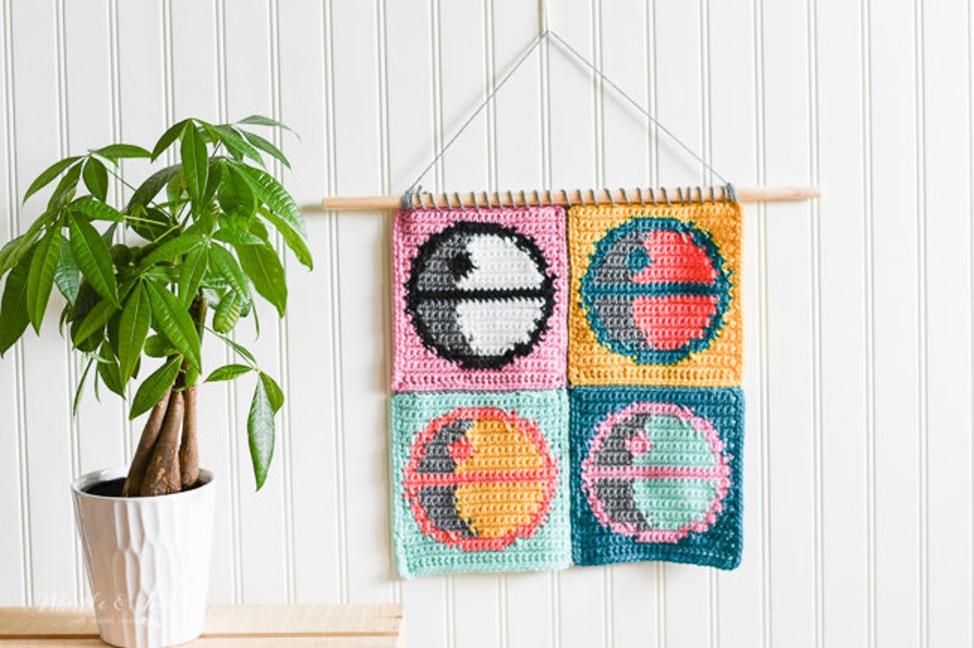 CROCHET PATTERN: Pop Art Wall Hanging - Death Star Pop Art - Pattern ...