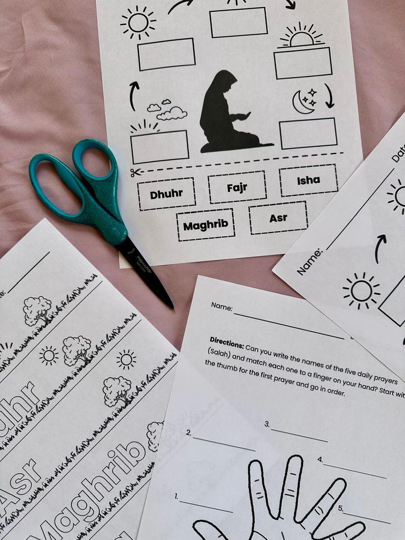 5 Salah Names Learning Worksheets for Kids - Fun & Educational ...