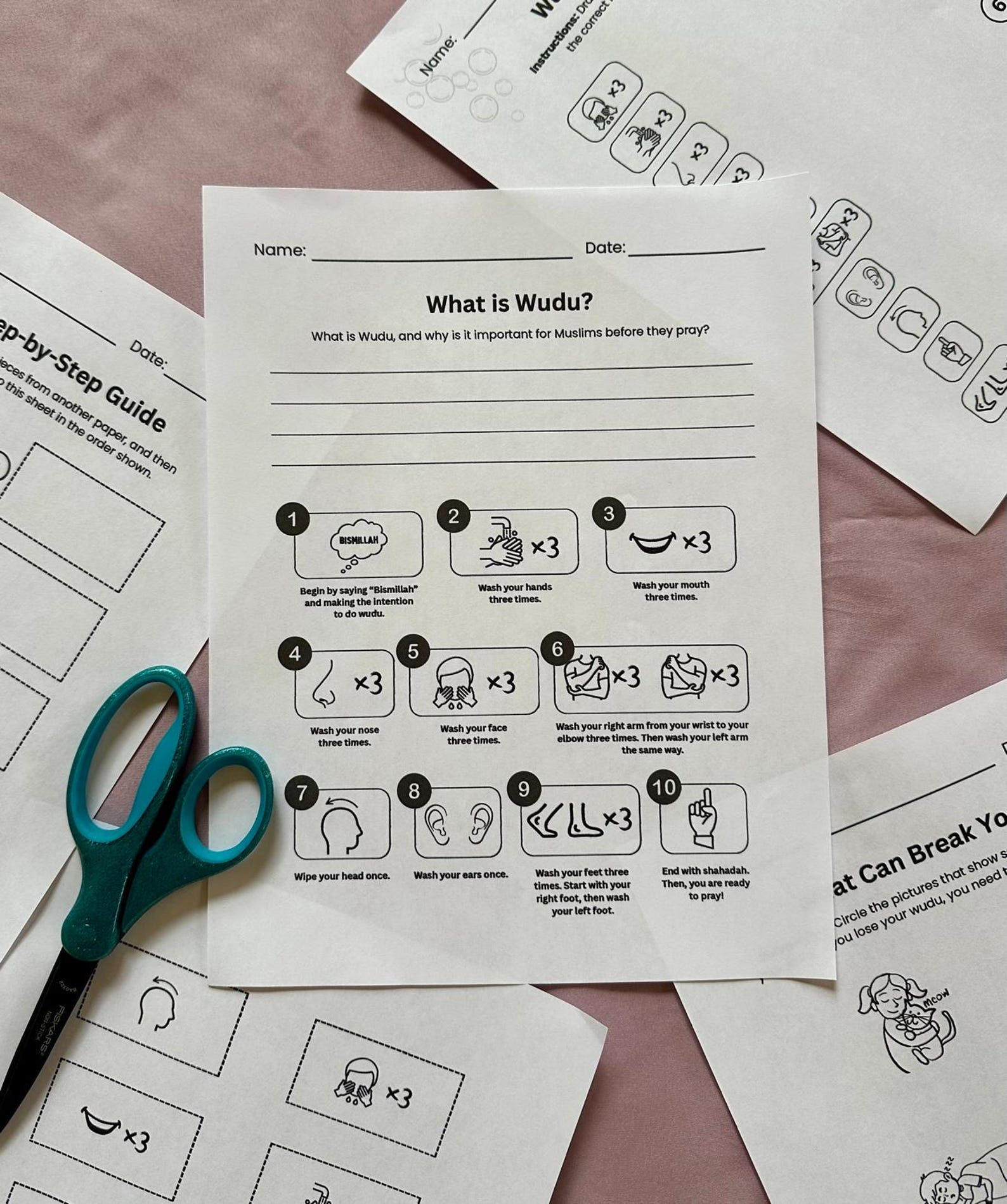 Wudu Learning Activities for Kids: Step-by-step Guide and Matching ...