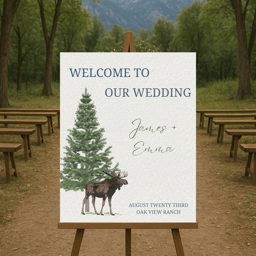 Rustic Mountain Wedding Welcome Sign: Boho Outdoor Template (digital ...