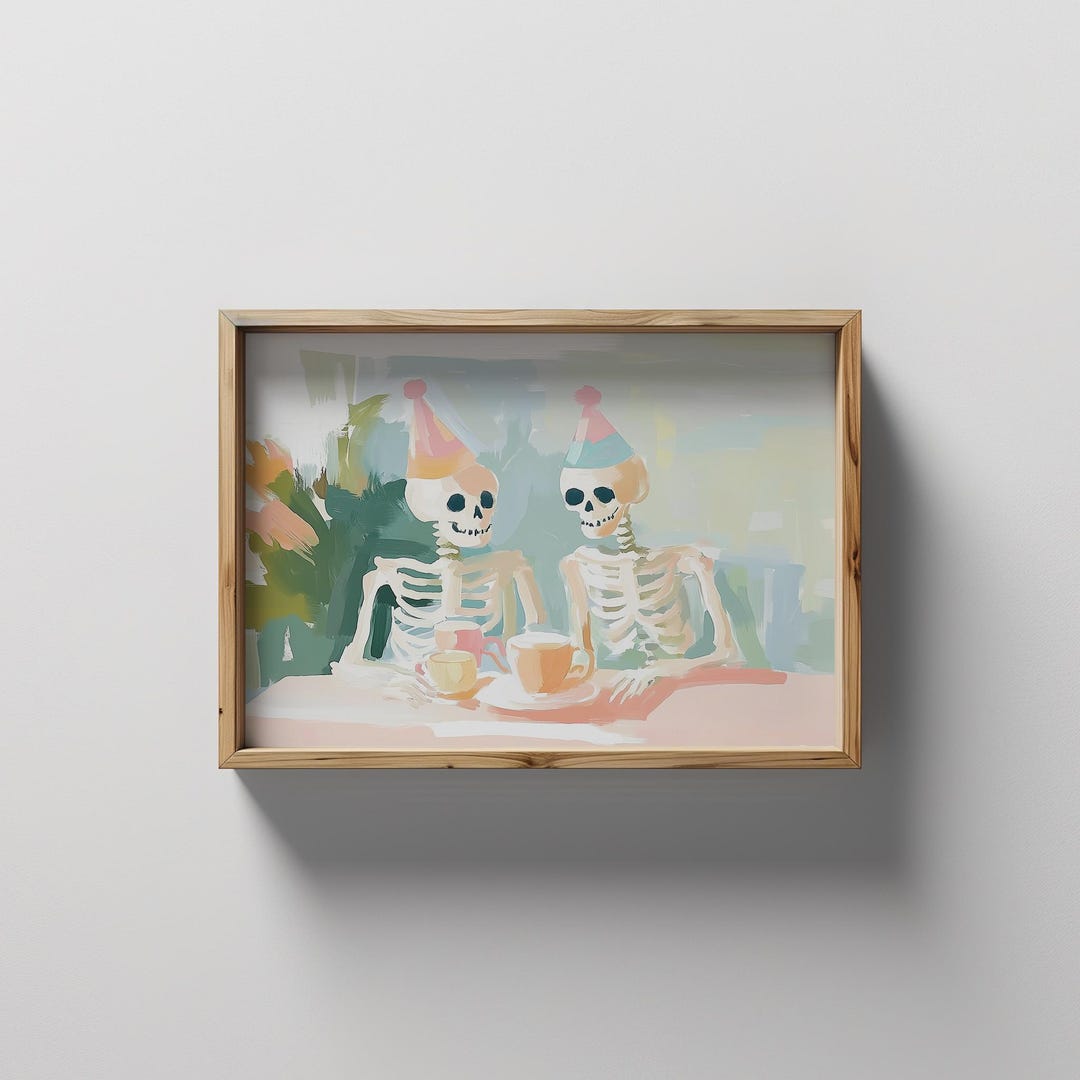 Pastel Skeleton Birthday Tea Party Art Print (digital Download) - Etsy