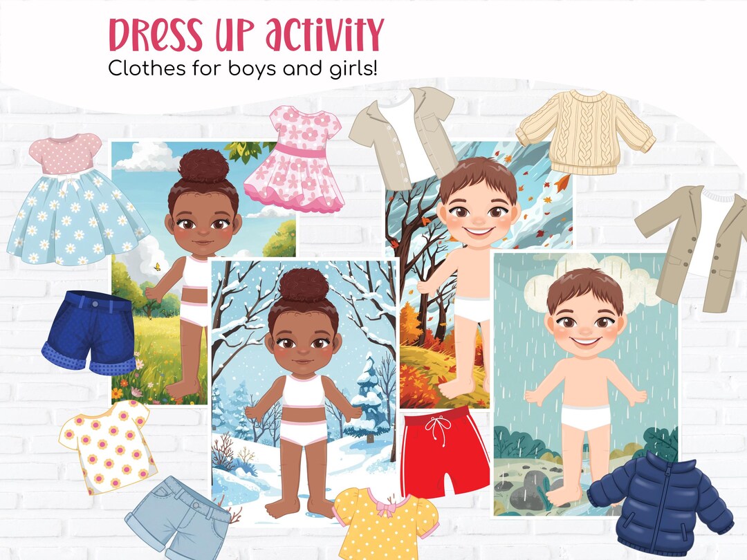 Montessori Dress up Game Toy Craft Activity – Four Seasons & Weather ...