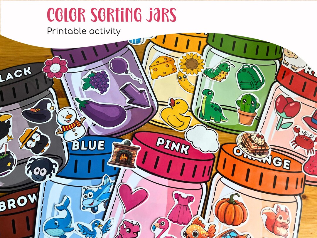 Printable Montessori Color Sorting Jars Learning Tool for Preschoolers ...