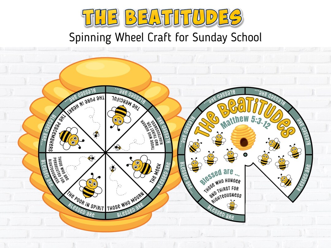 Beatitudes Spinner Wheel Easy Craft for Kids, Bible Story Coloring Page ...