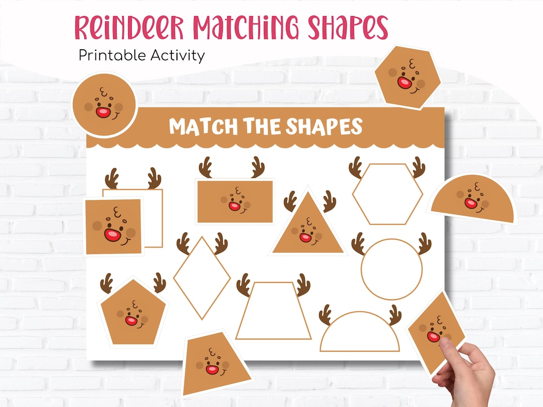 Reindeer Shape Matching Activity for Toddler Winter Busy Book - Etsy