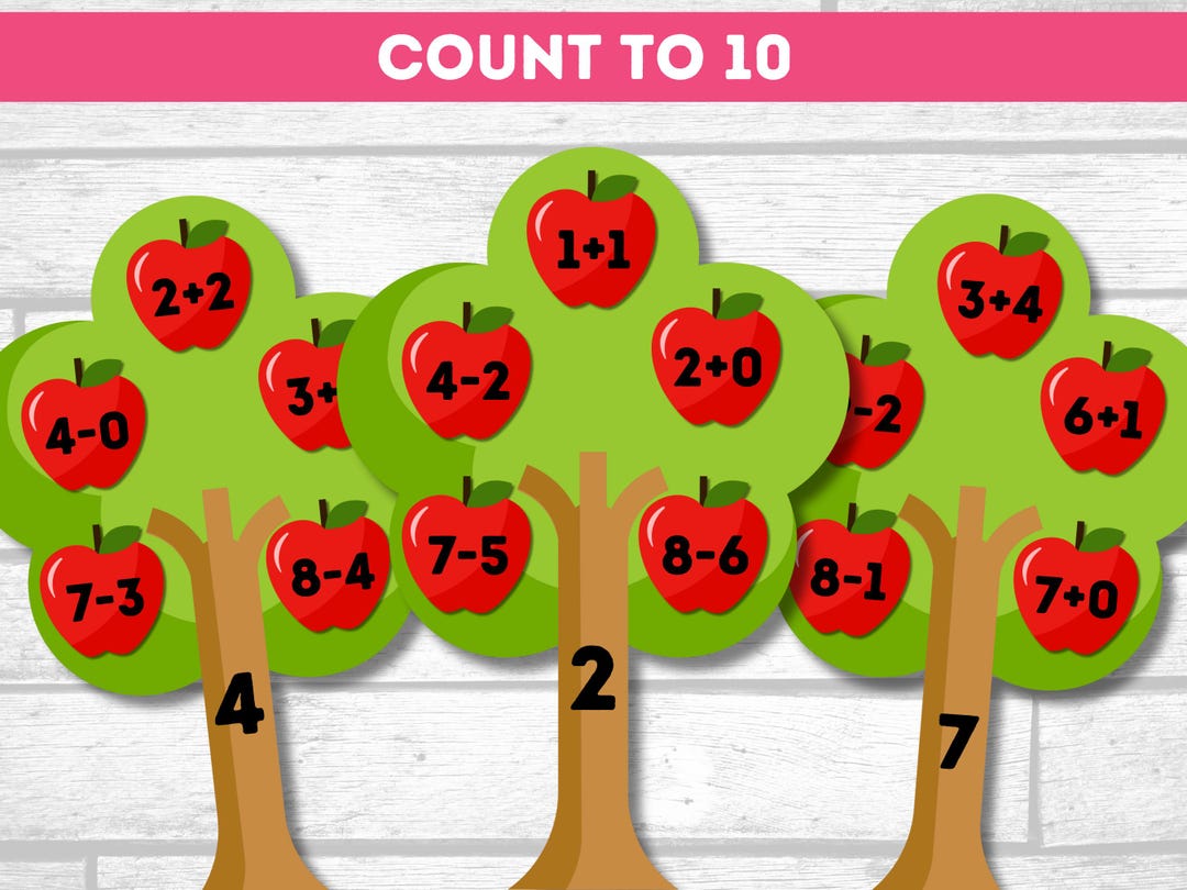 Apple Math Game Printable for Addition and Subtraction Practice ...