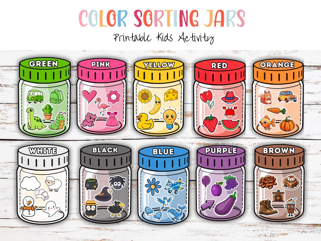 Montessori Color Sorting Jars Printable – Toddler & Preschool Color ...