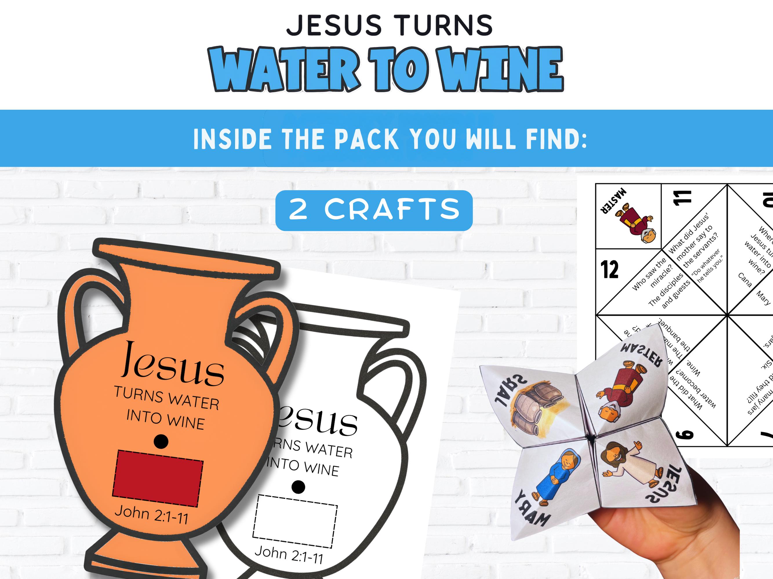Printable Jesus Turns Water Into Wine Sunday School Activity Bundle ...