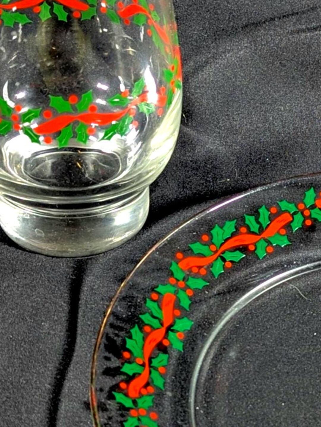 Vintage Christmas Clear Glass Dinnerware Set With Gold Trim - Etsy