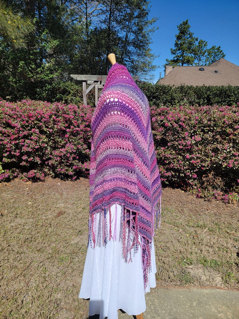 Crochet Triangle Shawl Boho Shawl Fringed Shawl Crochet - Etsy