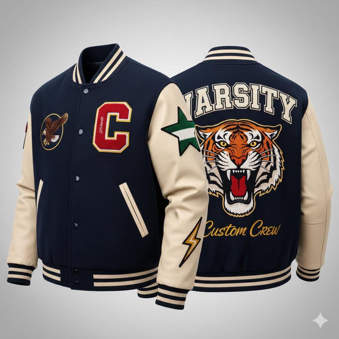 Custom Embroidered Varsity Jacket: Personalized Letterman Style - Etsy