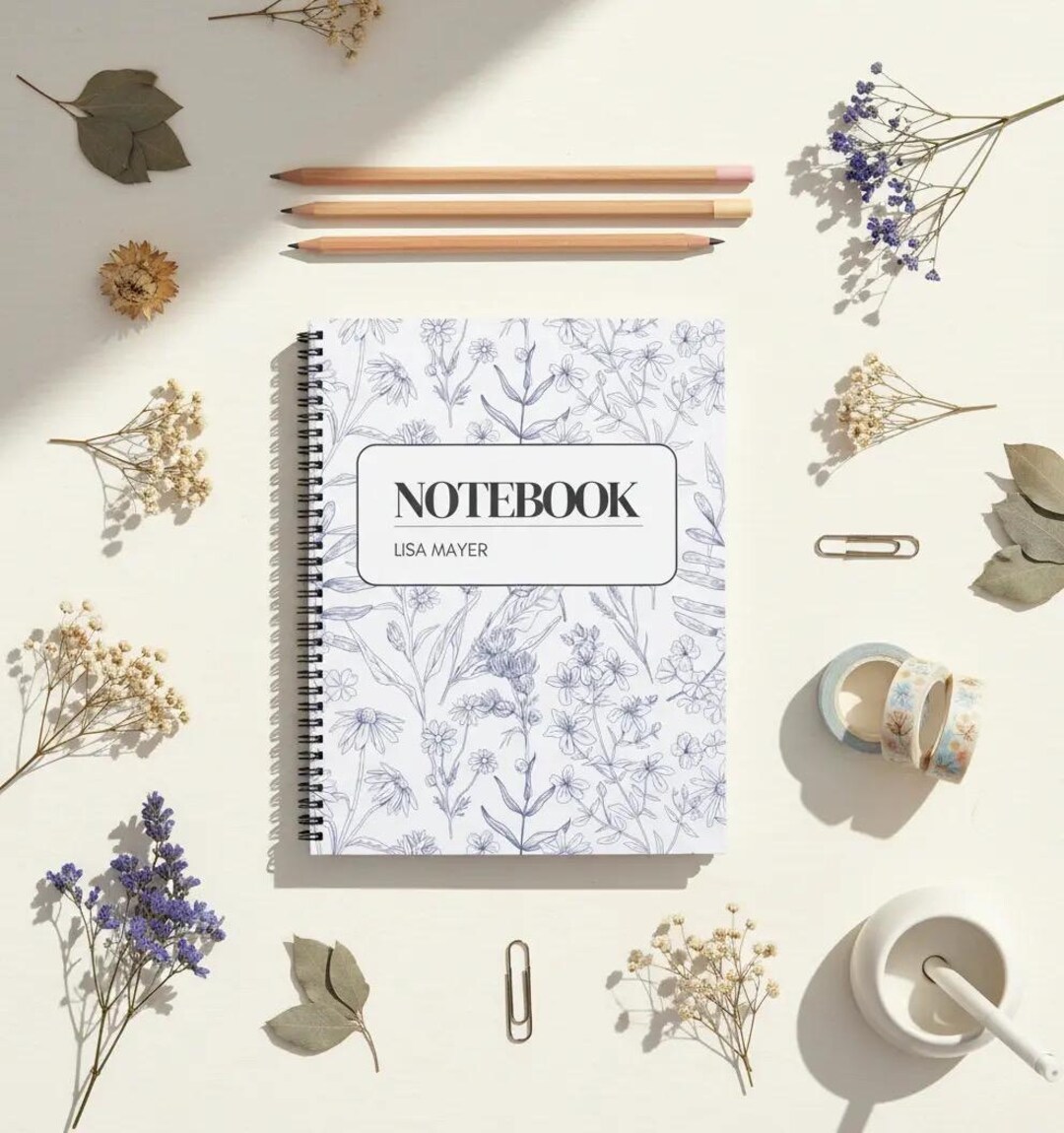 Personalized Notebook With Floral Pattern – Spiral Notebook With Name ...
