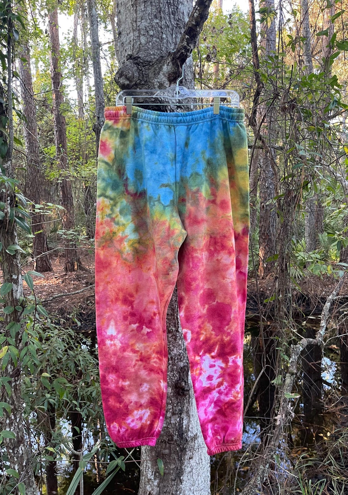 Rainbow Fire Sweatpants Size XL (scrunch Ice Dye) - Etsy