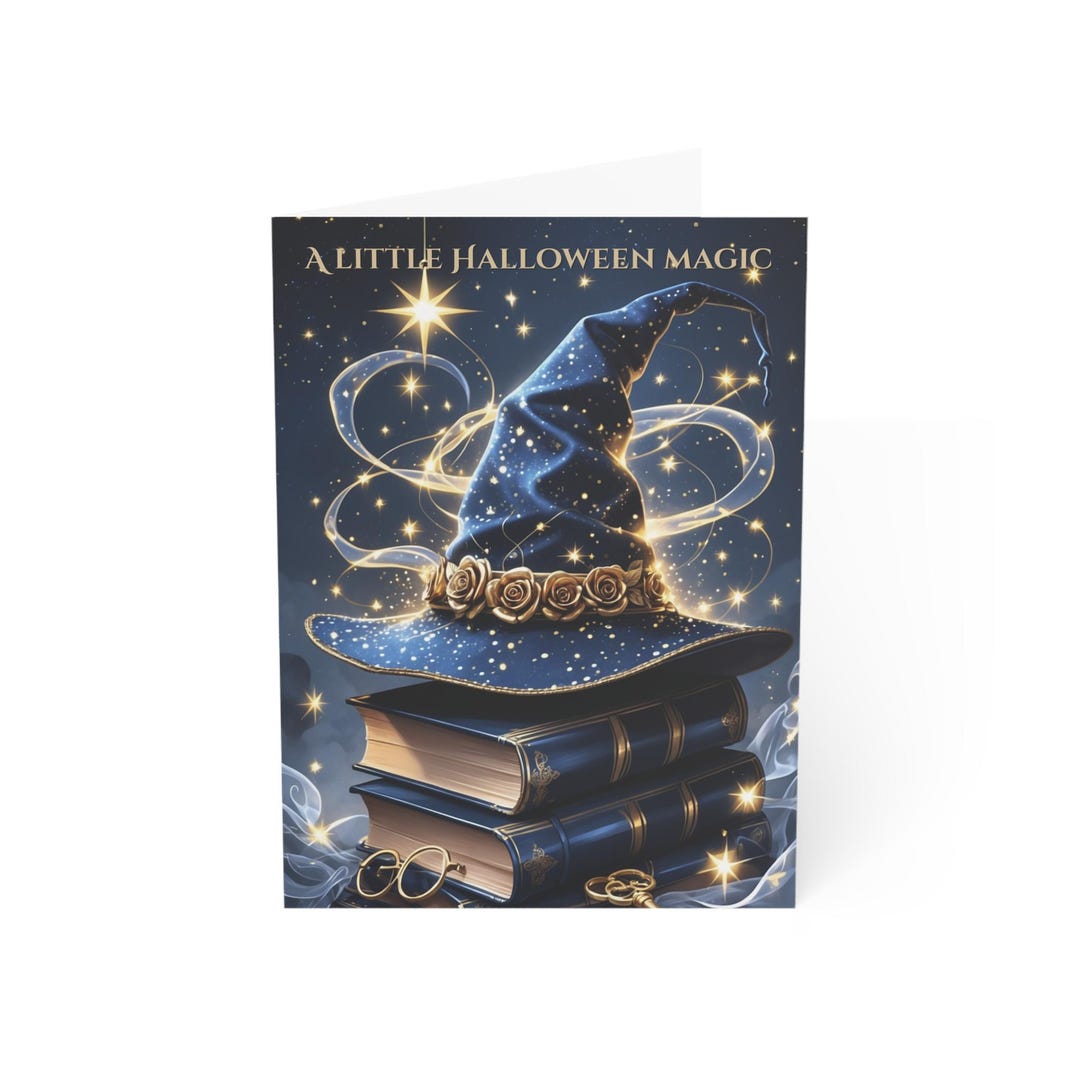Halloween Magic Greeting Card: Starry Wizard Hat, Autumn Gift - Etsy