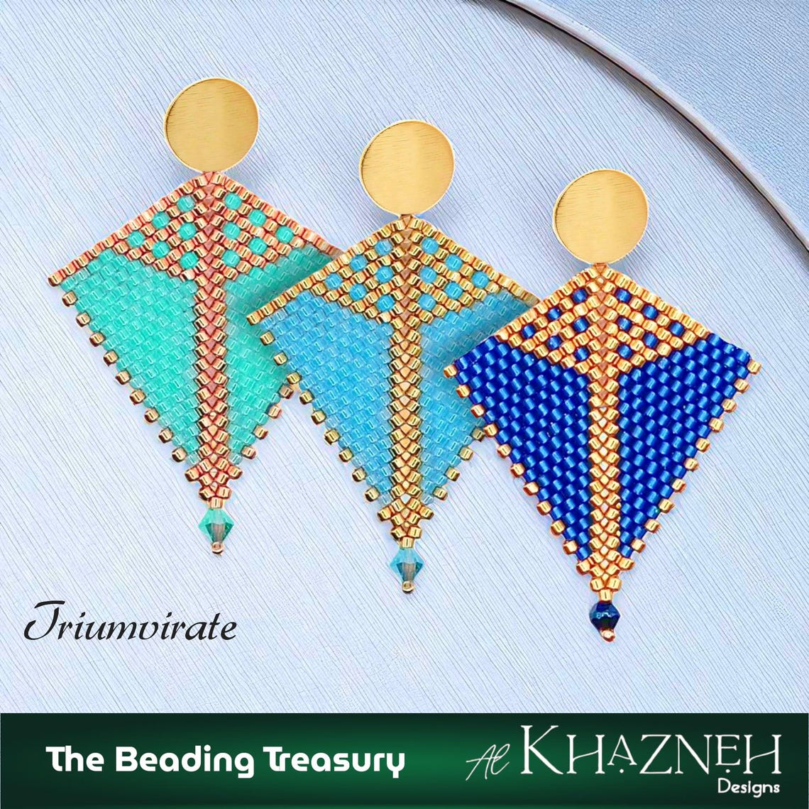 Peyote Stitch Kite Earrings Pattern, TRIUMVIRATE, Al Khazneh Design ...