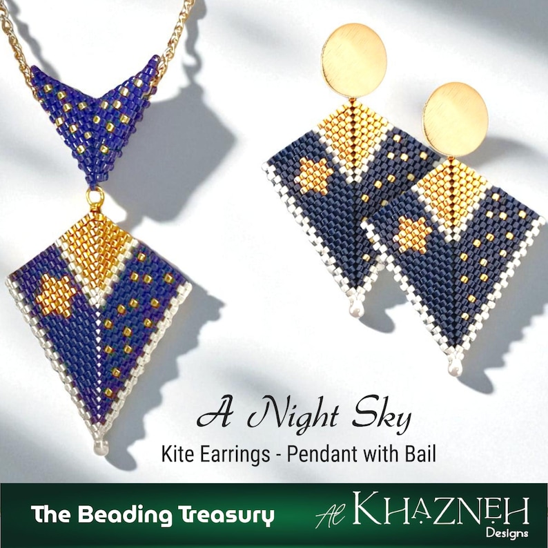 Peyote Stitch Open Triangle Earrings Pattern, NIGHT SKY, Al Khazneh ...