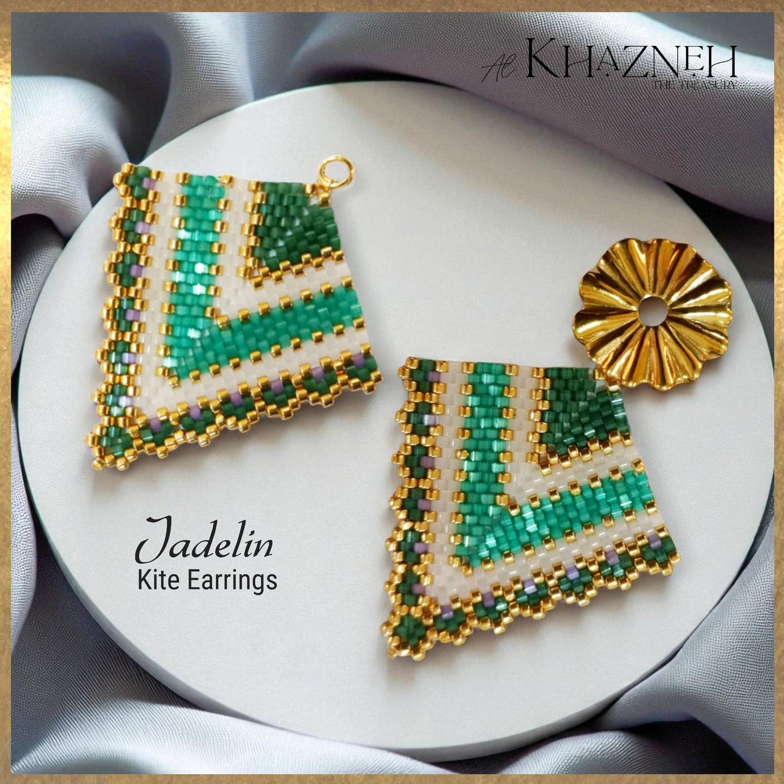 Peyote Stitch Kite Earrings Pattern, JADELIN, Al Khazneh Design, PDF ...