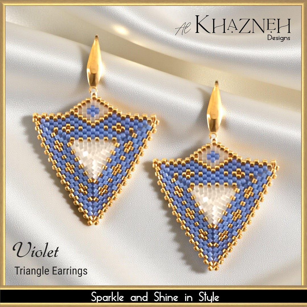 Peyote Stitch Triangle Earring Pattern, VIOLET, Al Khazneh Design, PDF ...
