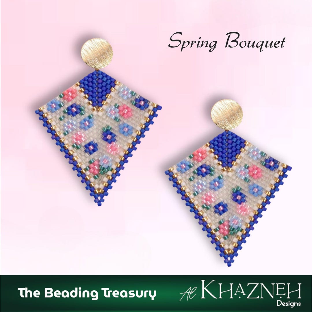 Peyote Stitch Kite Earrings Pattern, SPRING BOUQUET, Al Khazneh Design ...