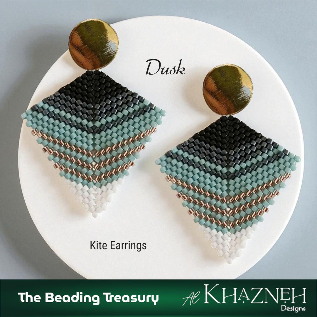 Peyote Stitch Kite Earrings Pattern, DUSK, Al Khazneh Design, PDF ...