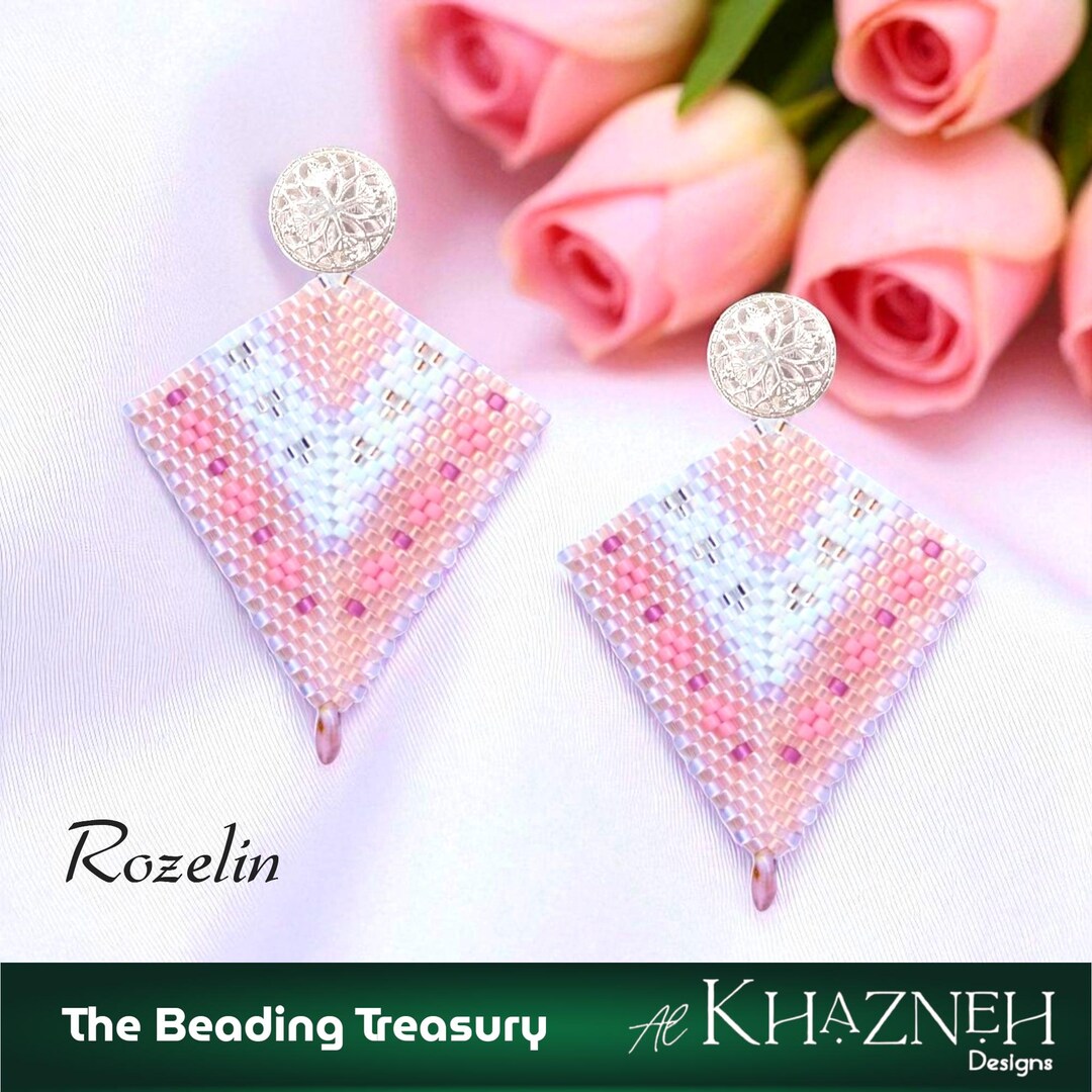 Peyote Stitch Kite Earrings Pattern, ROZELIN, Al Khazneh Design, PDF ...