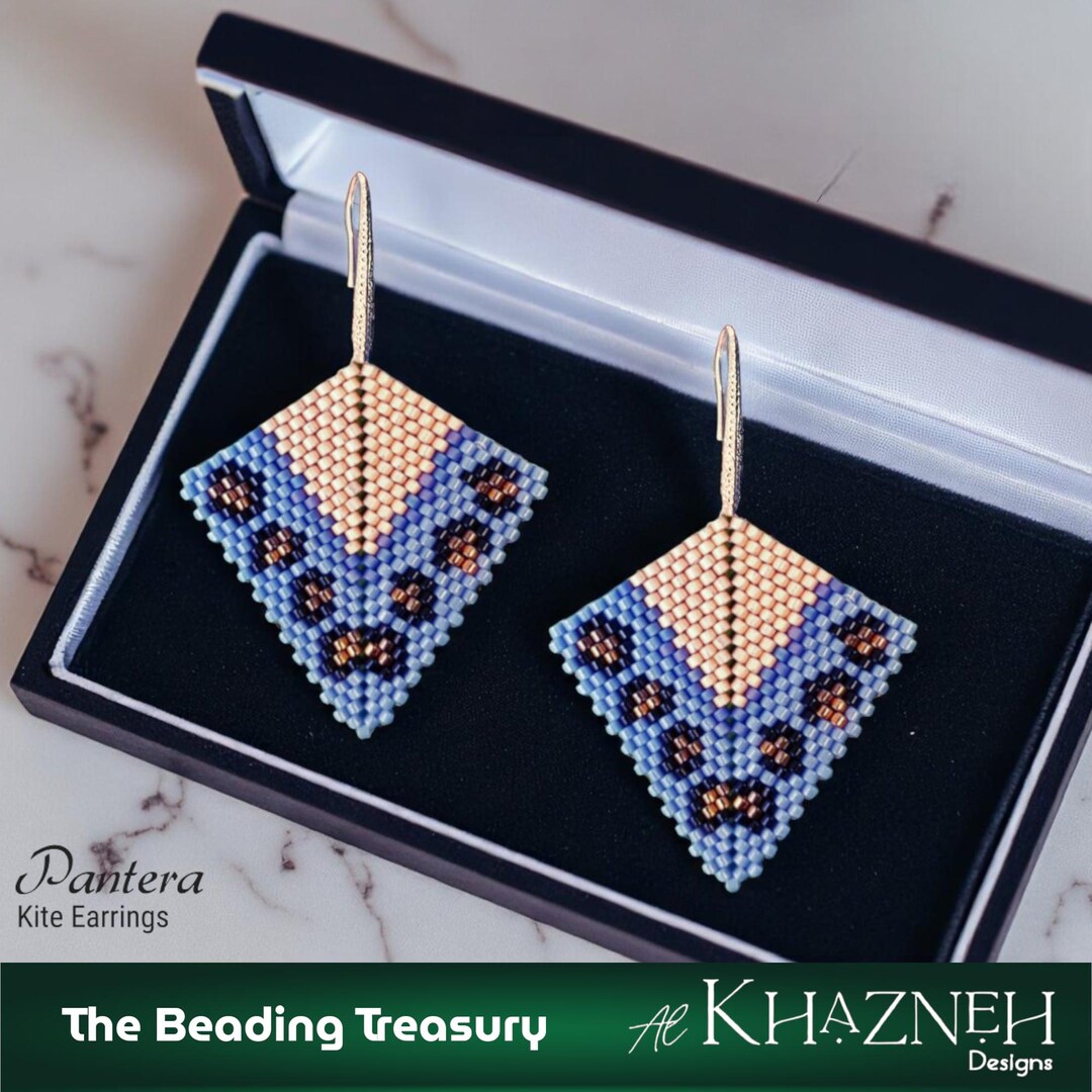 Peyote Stitch Kite Earrings Pattern, PANTERA, Al Khazneh Design, PDF ...