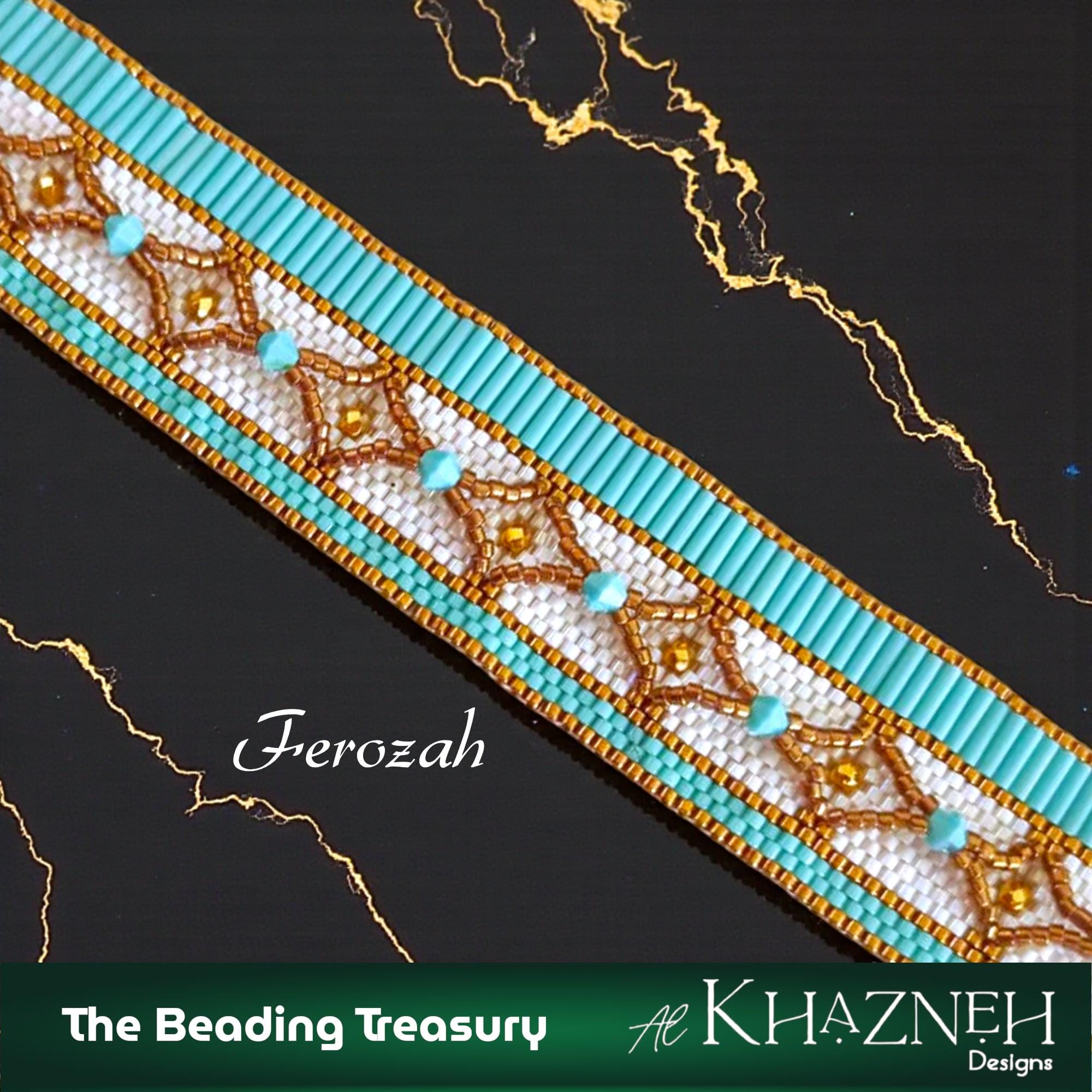 Peyote Stitch Beaded Bracelet Pattern, FEROZAH, Al Khazneh Design, PDF ...