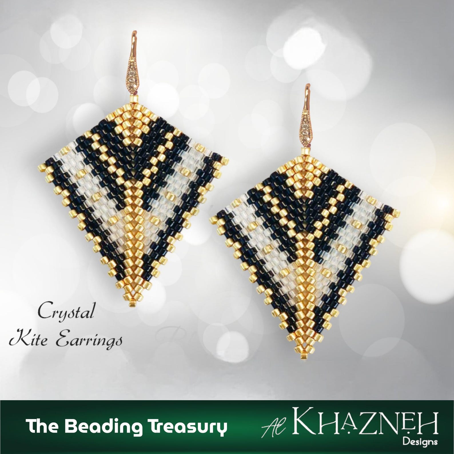 Peyote Stitch Kite Earrings Pattern, CRYSTAL, Al Khazneh Design, PDF ...