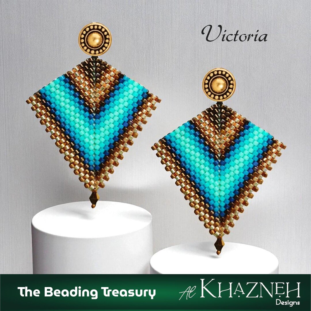 Peyote Stitch Kite Earrings Pattern, VICTORIA, Al Khazneh Design, PDF ...