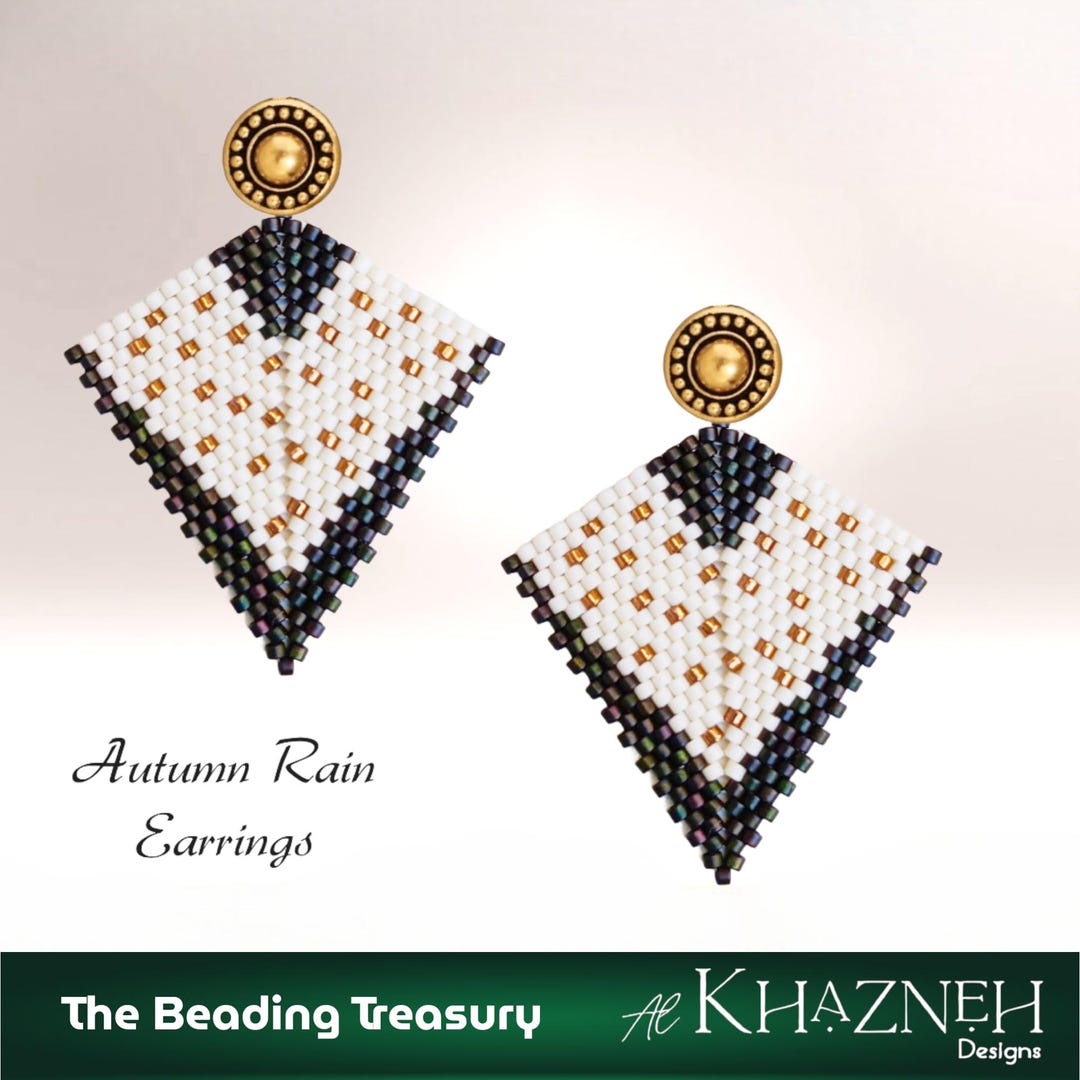 Peyote Stitch Kite Earrings Pattern, AUTUMN RAIN, Al Khazneh Design ...
