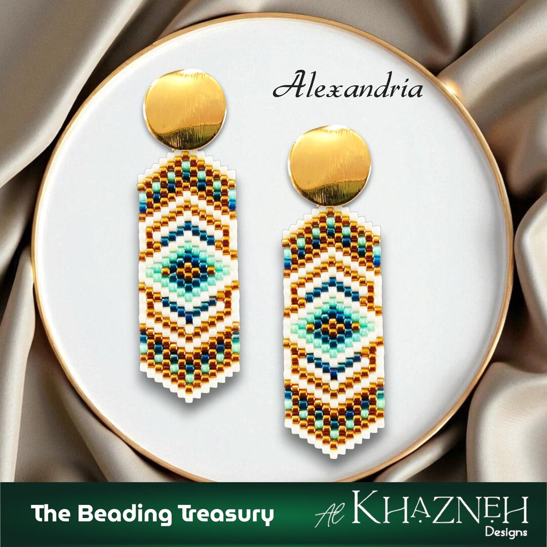 Peyote Stitch Beaded Earring Pattern, ALEXANDRIA, Al Khazneh Design ...