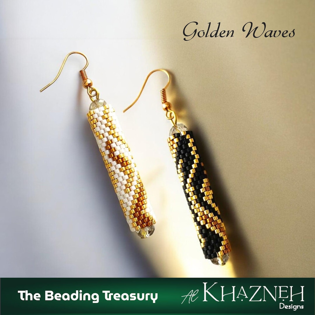 Peyote Stitch Beaded Tube Earring Pattern, GOLDEN WAVES, Al Khazneh ...