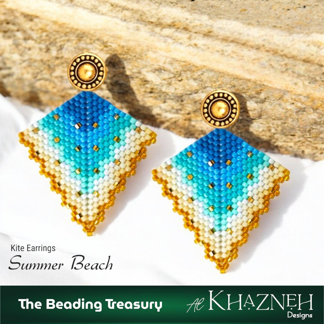 Peyote Stitch Kite Earrings Pattern, SUMMER BEACH, Al Khazneh Design ...