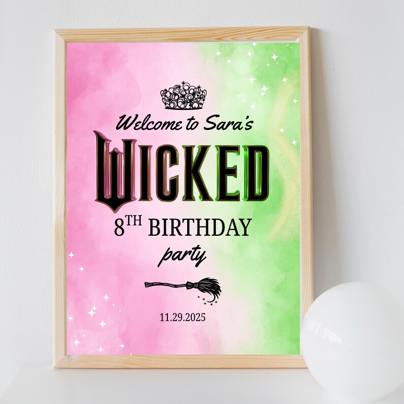 Wicked Happy Birthday Welcome Sign, Wicked Party Sign, WICKED Movie ...