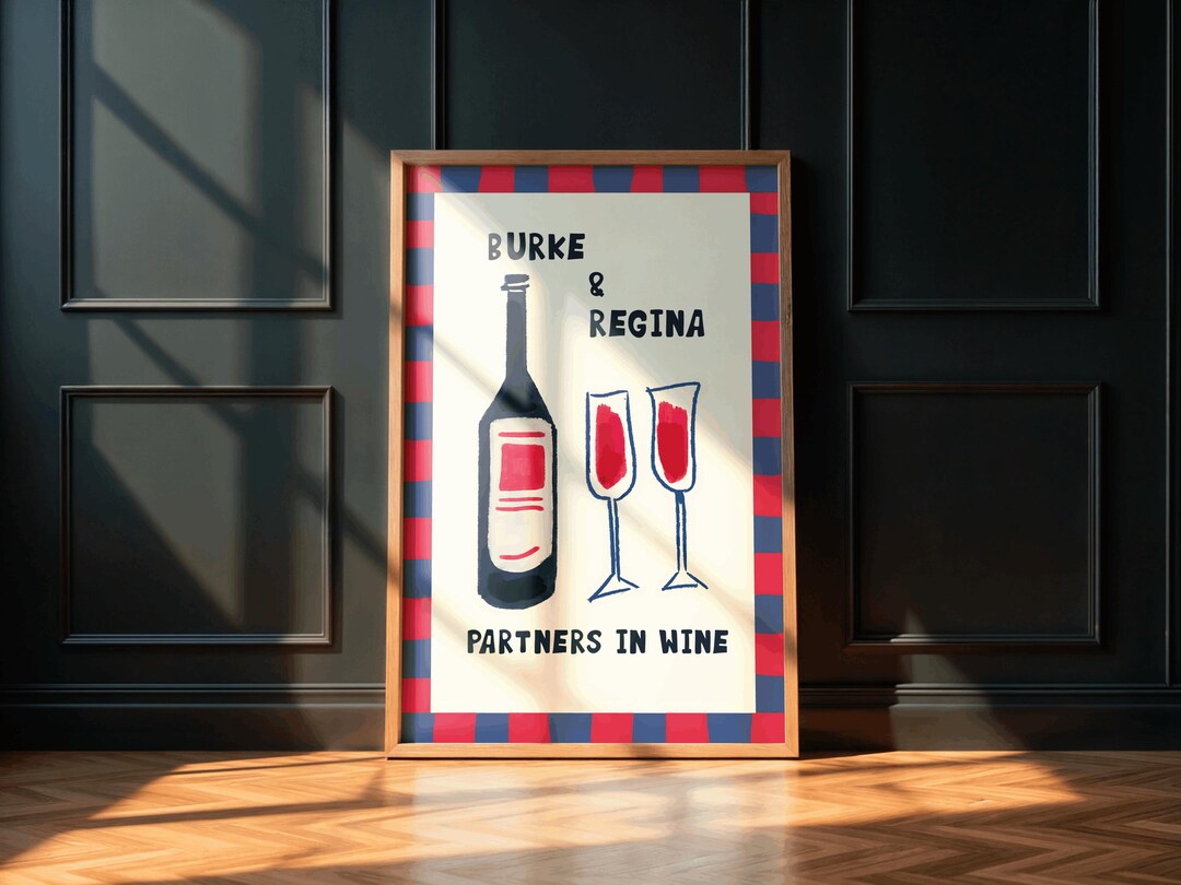 Personalized Partners in Wine Print, Couple Gift, Best Friend Gift ...