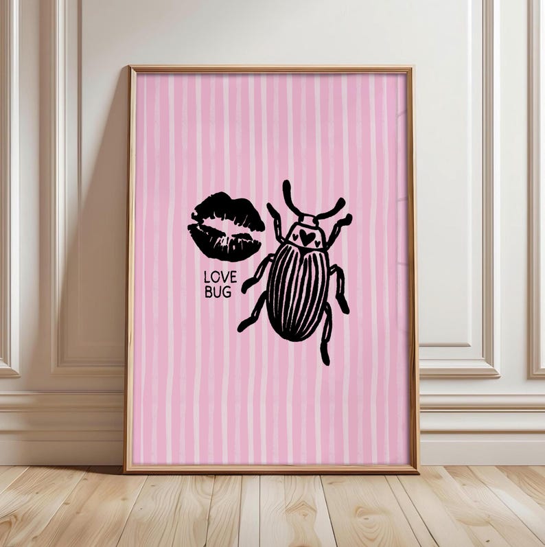 Love Bug Art Print, Digital Download, Hand-drawn Beetle Illustration ...