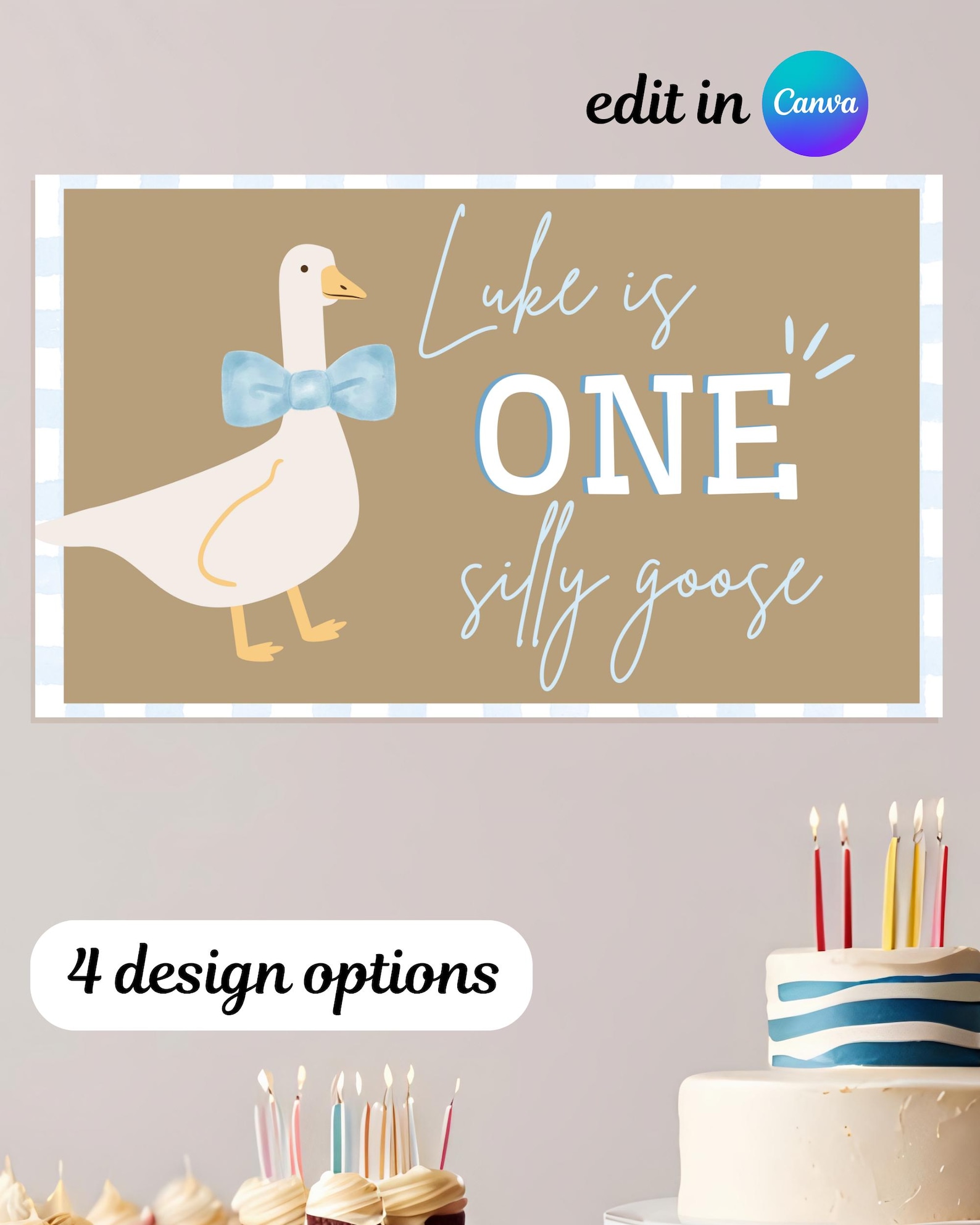 One Silly Goose Birthday Banner Template, Customizable Canva Banner ...