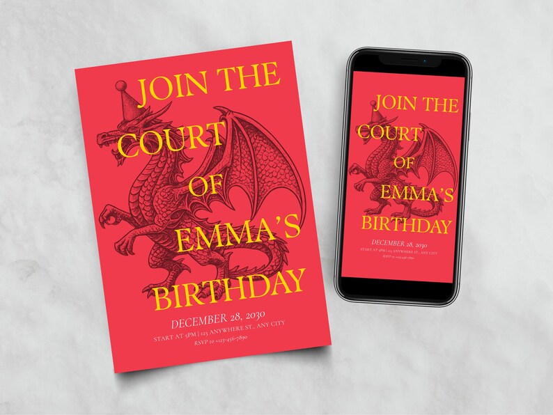 ACOTAR Birthday Invitation, Night Court Romantasy, Canva Template ...