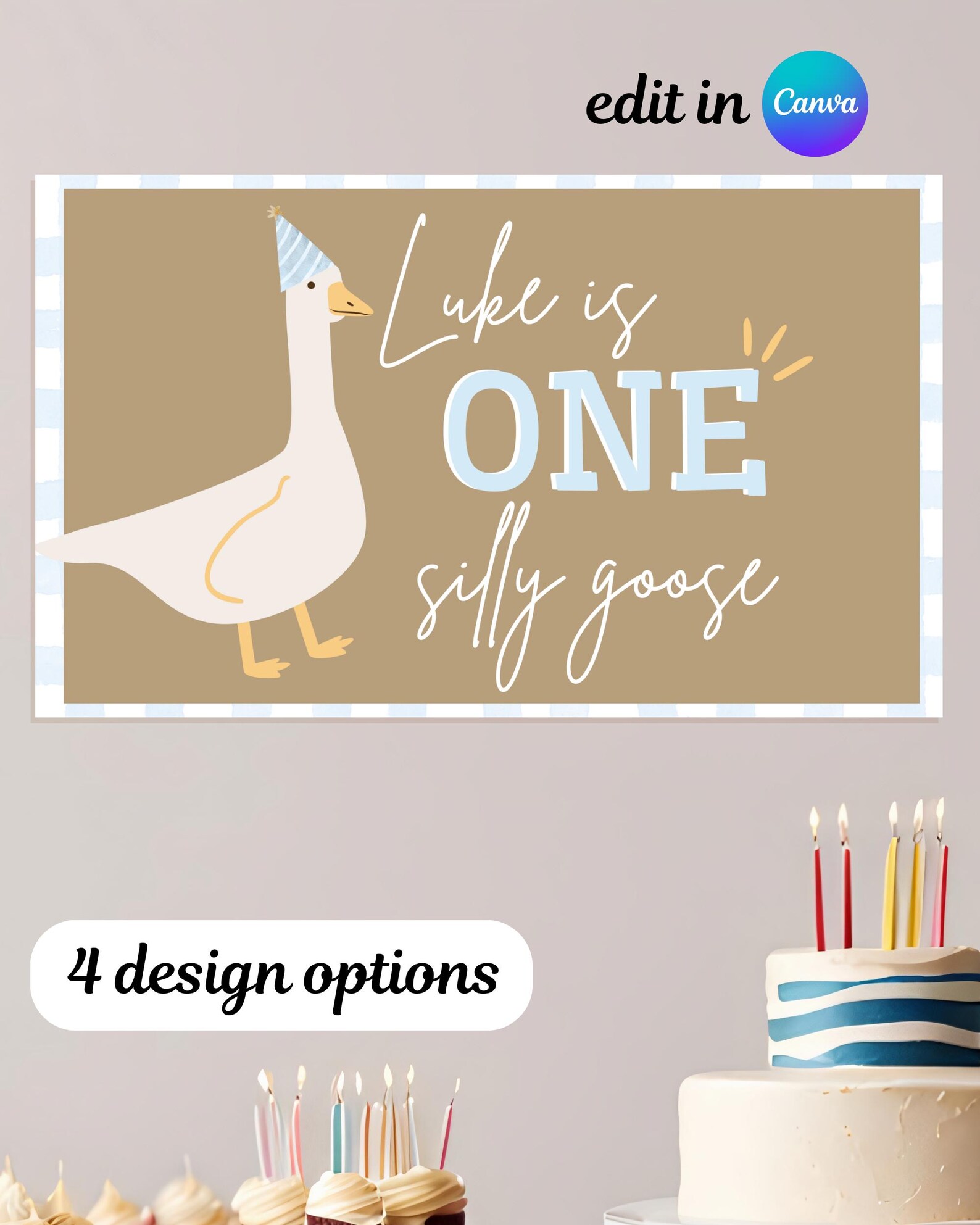 One Silly Goose Birthday Banner Template, Customizable Canva Banner ...