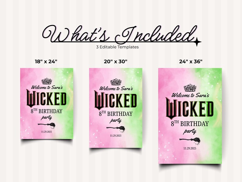 Wicked Happy Birthday Welcome Sign, Wicked Party Sign, WICKED Movie ...