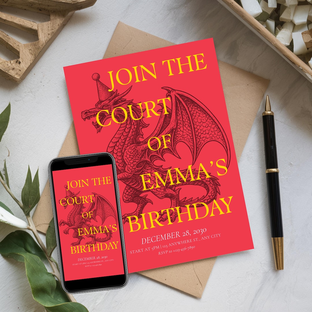 ACOTAR Birthday Invitation, Night Court Romantasy, Canva Template ...