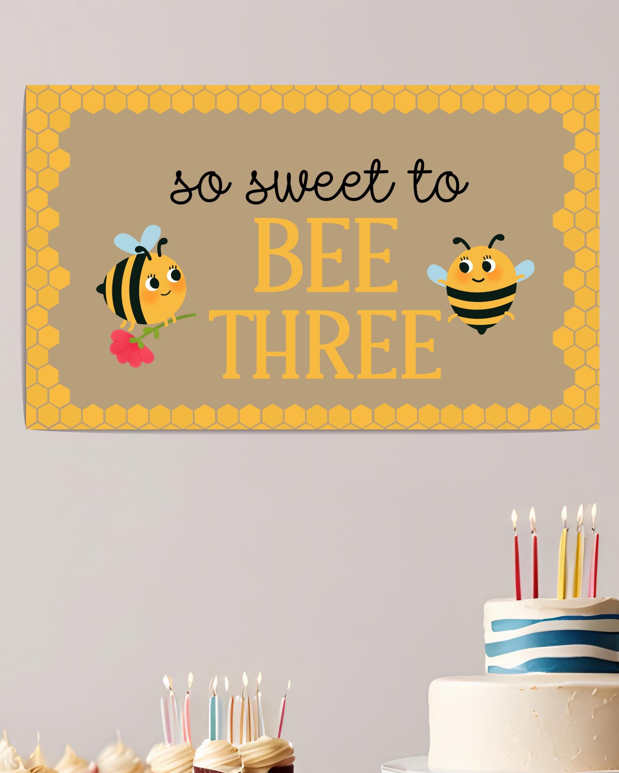 Bee Theme Birthday Banner Template, Customizable Canva Banner Template ...