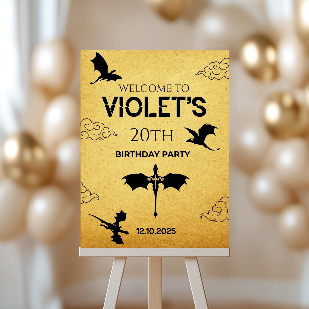 Fourth Wing Birthday Sign, Dragon Lover Romantasy Party, Violet ...