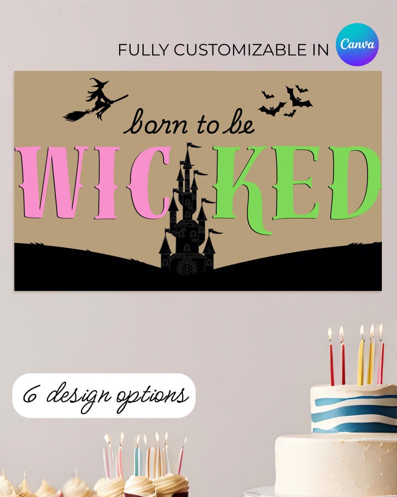 Wicked Themes Birthday Banner Template, Customizable Canva Banner ...