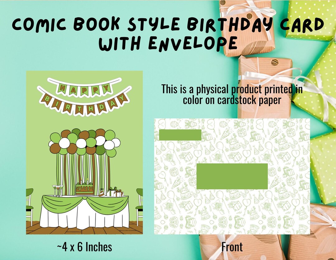 Comic Book Birthday Card With Matching Envelope, Fun Gender Neutral ...