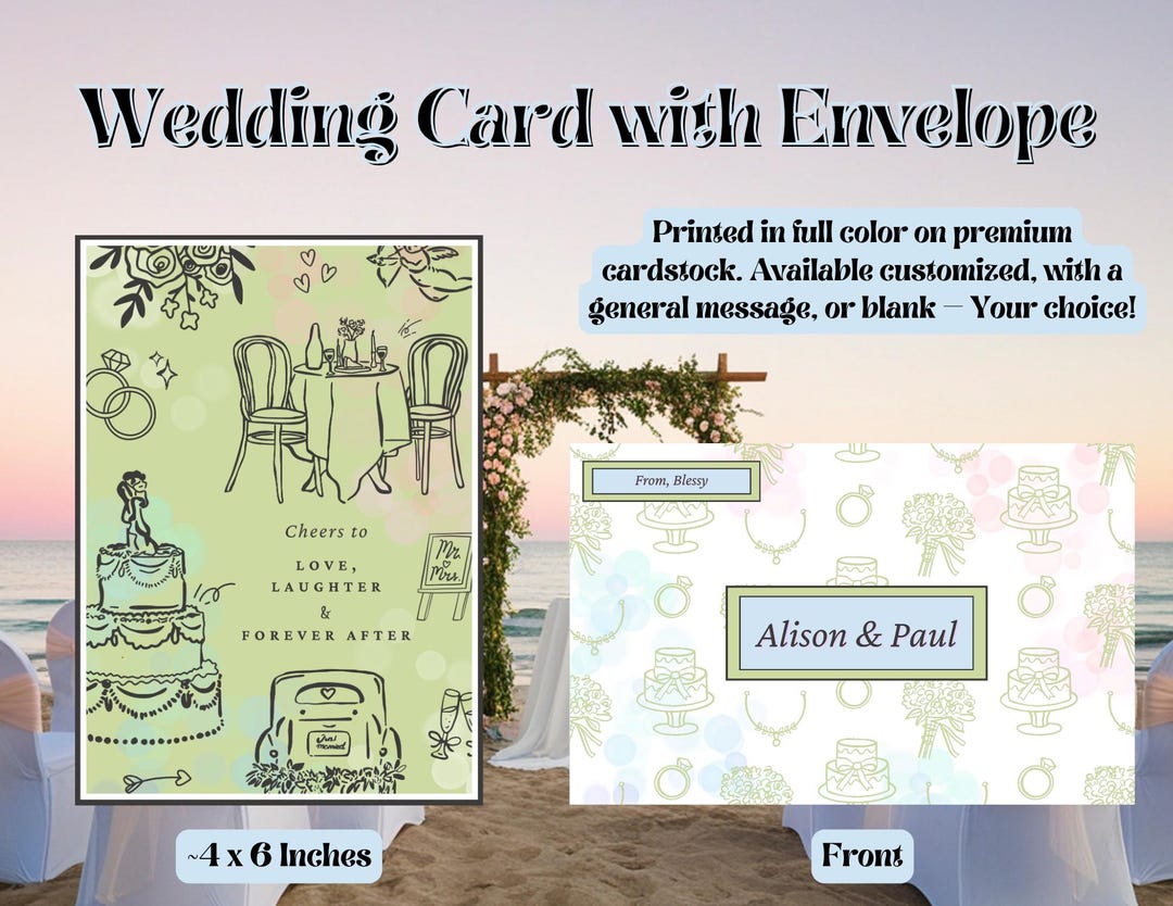 Custom Wedding Congratulations Card With Matching Envelope, Pastel ...