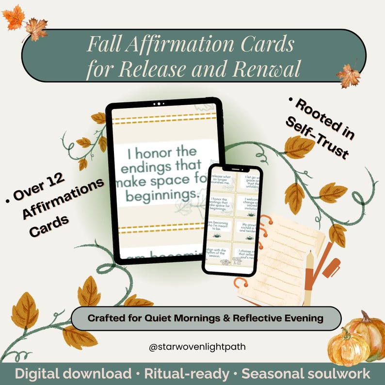 Autumn Affirmation Cards | Printable Self-care & Ritual Deck | Cozy ...
